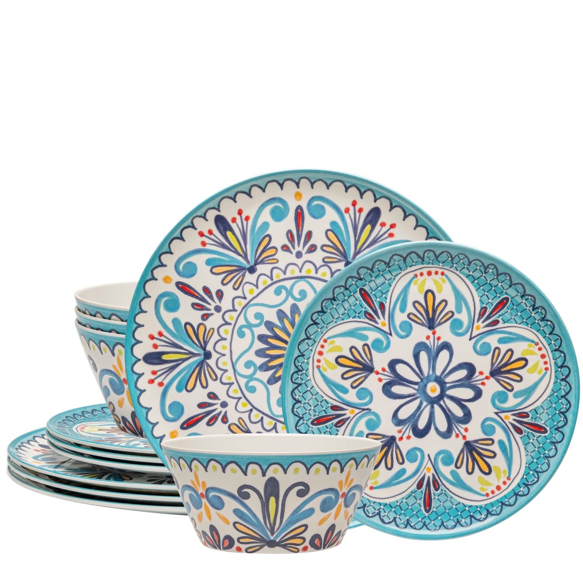 12 pc Outdoor dinnerware set - Madallion | Bzyoo