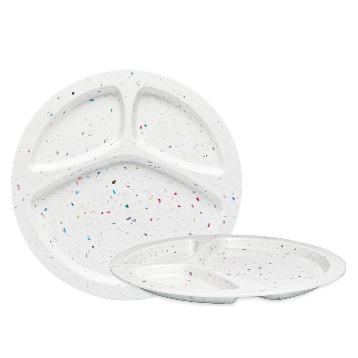 2PC 11"Confetti Divided BBQ Plate - White | Bzyoo
