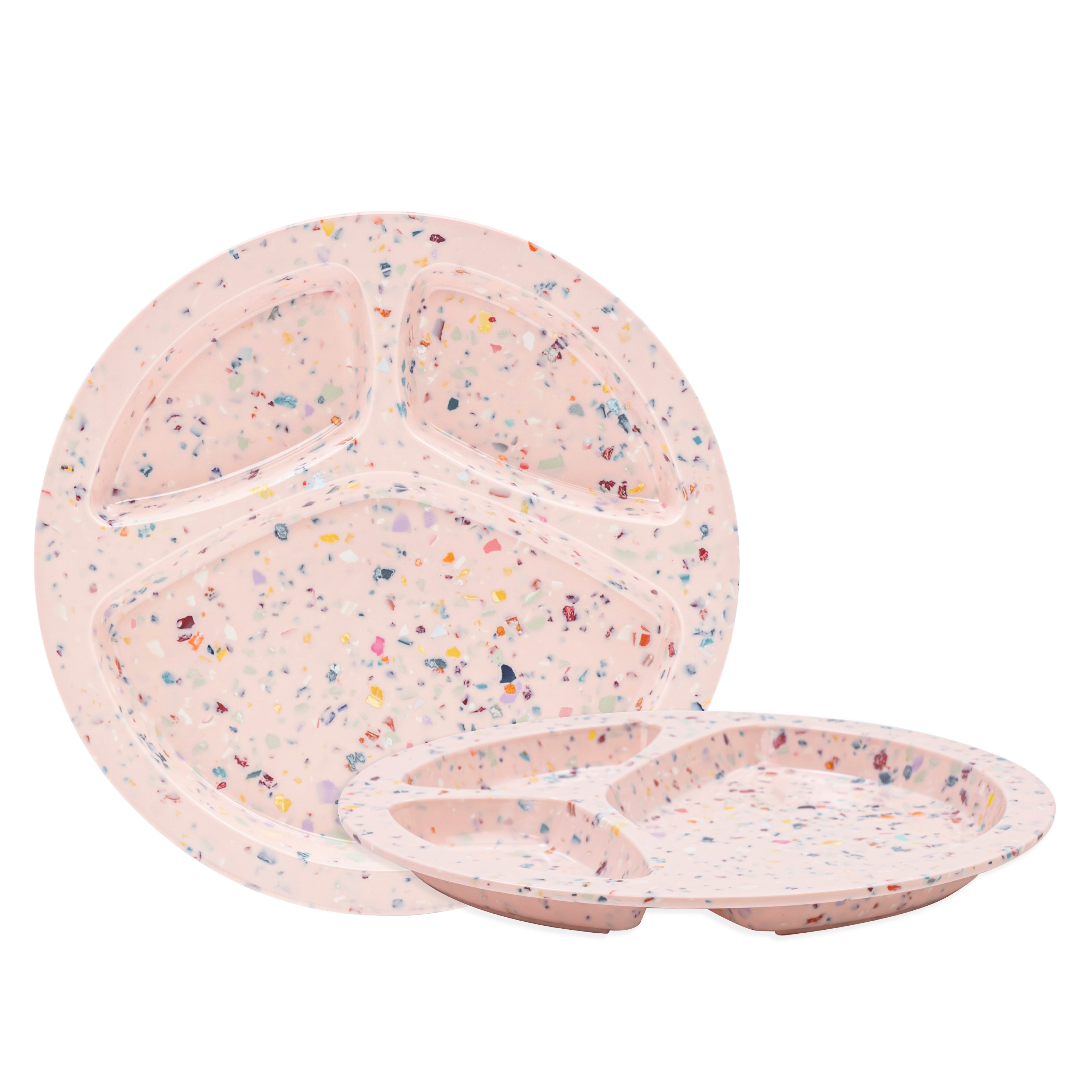 2PC 9" Confetti Divided BBQ Plate-Pink | Bzyoo